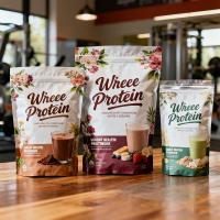 China Logo Accepted Logo Foodgrade Composite Film Whey Protein Powder Bags Safecontact Smellproof Resealable Ziplock Plasticbag Custom Order for sale
