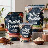 China Accepted Logo Biodegradable Printed Food Packaging Plastic Bag Ziplock Resealable Ideal for Whey Protein Powder Storage for sale