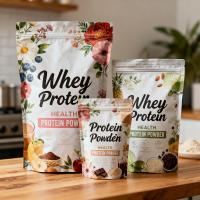 China Accepted Logo Biodegradable Printed Food Packaging Plastic Bag Ziplock Resealable Ideal for Whey Protein Powder Storage for sale