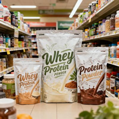 China Zipper Bag Custom Size Accepted Custom Packaging Bag Logo VU Standing Pouch Soft Food Packaging Whey Protein Powder Bags for sale