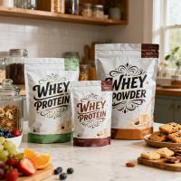 China Zipper Bag Custom Size Accepted Custom Packaging Bag Logo VU Standing Pouch Soft Food Packaging Whey Protein Powder Bags for sale