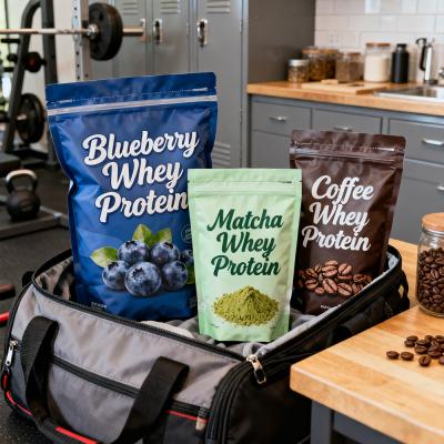 China Custom Order Food Grade Packaging Plastic Bags Smell Proof Ziplock Packaging Fitness Food Whey Protein Powder Mylar Bag for sale