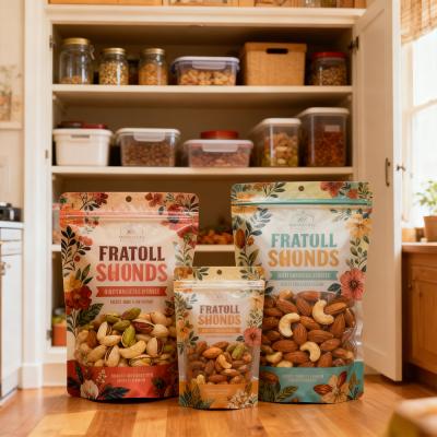 China Custom Order Matte Food Grade Plastic Bags Moistureproof Frosted Window Aluminum Composite Ziplock Packaging For Snacks Nut for sale