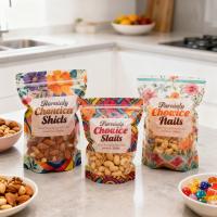 China Custom Order Matte Food Grade Plastic Bags Moistureproof Frosted Window Aluminum Composite Ziplock Packaging For Snacks Nut for sale