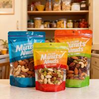China Zipper Top Eco-friendly Foodgrade Snack Nut Packaging Bag Custom Logo UV Hot Stamping Scratch-off Smellproof Stand Pouch for sale