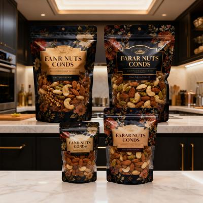 China Customized Color Printed Moisture Proof Food Grade Packaging Bag Repeated Sealing Various Flavors Nut Snack MylarBag Window for sale
