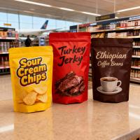 China Custom Order Gravure Printing Dry Food Packaging Bags Zipper Bags for Sour Cream Chips Turkey Jerky Coffee Bean Storage for sale