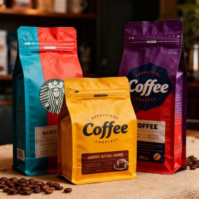 China Zipper Top Sealing Food Grade Plastic Bags PET AL PE Material Structure Customized for Coffee Packaging UV Transfer Sticker for sale