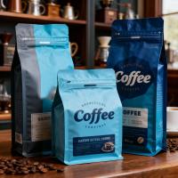 China Zipper Top Sealing Food Grade Plastic Bags PET AL PE Material Structure Customized for Coffee Packaging UV Transfer Sticker for sale