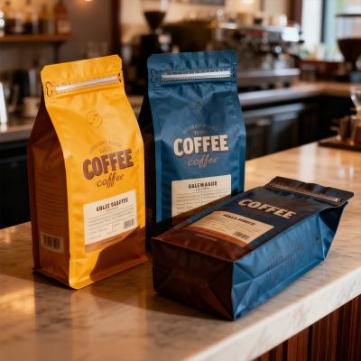 China Accepted Logo Sushi Packaging Bag One Stop Coffee Air Valve Moisture Proof Plastic Foodgrade ECO Degradable PLA Mylar Bag for sale