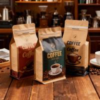 China Zipper Top Custom Order Stand Up Coffee Bag 8 Sided Plastic Bag Printing Custom Packaging Support AI Images Free Design for sale