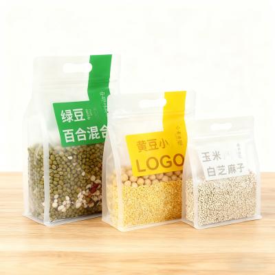 China Zipper Bag Semi Transparent Frosted Flat Bottom Mylar Bag Foodgrade Packaging for Nuts Candy Dried Fruits Plastic Bags for sale
