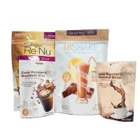 China PE Plastic Customized Protein Powder Shake Standing Up Bag Resealable Packaging Bag Logo Printed Food Aluminum Packaging for sale