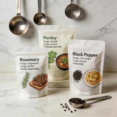 China Custom Recyclable Food Grade Spice Bags with Zipper Top for Compliant Exports and Custom Size Accepted for sale