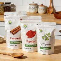 China Custom Recyclable Food Grade Spice Bags with Stand-up Ziplock for Export Compliant Packaging for sale