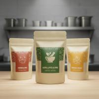 China Custom Recyclable Food Grade Spice Bags with Stand-up Ziplock for Export Compliant Packaging for sale