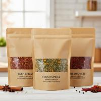 China Custom Recyclable Food Grade Spice Bags with Stand-Up Ziplock for Freshness and Export Compliance for sale
