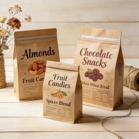 China Biodegradable Food Grade Kraft Paper Bag with Custom Printing and Ziplock Resealable Closure for sale