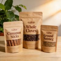 China Biodegradable Food Grade Kraft Paper Bag with Custom Printing and Ziplock Resealable Closure for Snacks and Coffee for sale