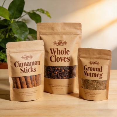 China Biodegradable Food Grade Kraft Paper Bag with Custom Printing and Ziplock Resealable Closure for Snacks and Coffee for sale