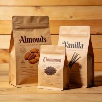 China Biodegradable Food Grade Kraft Paper Bag with Custom Printing and Ziplock Resealable Closure for Snacks and Coffee for sale