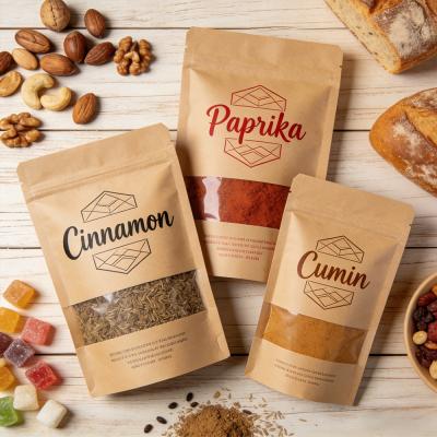 China Biodegradable Food Grade Kraft Paper Bag with Custom Printing and Ziplock Resealable Closure for sale