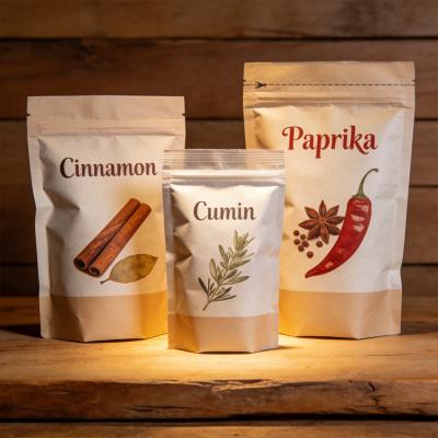 China Biodegradable Food Grade Kraft Paper Bag with Custom Printing Stand Pouch for Snacks and Coffee for sale