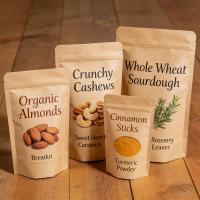 China Biodegradable Food Grade Kraft Paper Bag with Custom Printing Stand Pouch for Snacks and Coffee for sale