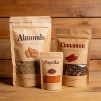China Biodegradable Food Grade Kraft Paper Bag with Custom Printing Stand Pouch for Snacks and Coffee for sale