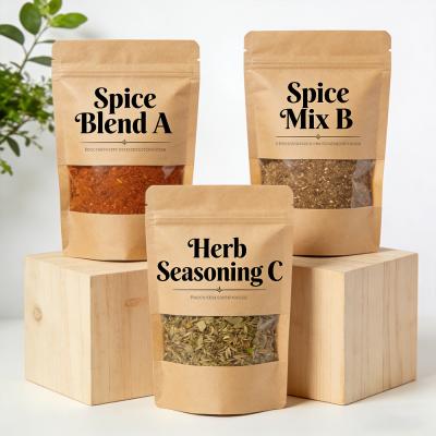 China Biodegradable Food Grade Kraft Paper Stand-up Pouch with Custom Printing and Ziplock Closure for sale