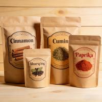 China Biodegradable Food Grade Kraft Paper Stand-up Pouch with Custom Printing and Ziplock Closure for sale
