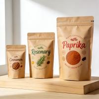 China Biodegradable Food Grade Kraft Paper Stand-up Pouch with Custom Printing and Ziplock Closure for sale