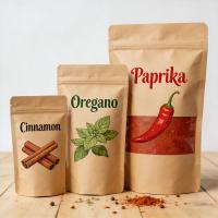 China Biodegradable Food Grade Kraft Paper Stand-up Pouch with Custom Printing and Ziplock Closure for sale