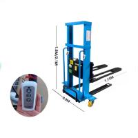 China 500kg 1000kg Self Loading Portable Forklift 1600mm Height Manual Electric Stacker for sale