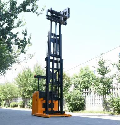 China 3 Way Forklift Very Narrow Aisle Electric Stacker 1000kg 1500kg High Lifting Reach Truck for Warehousing for sale