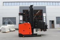 China 3 Way Forklift Very Narrow Aisle Electric Stacker 1000kg 1500kg High Lifting Reach Truck for Warehousing for sale