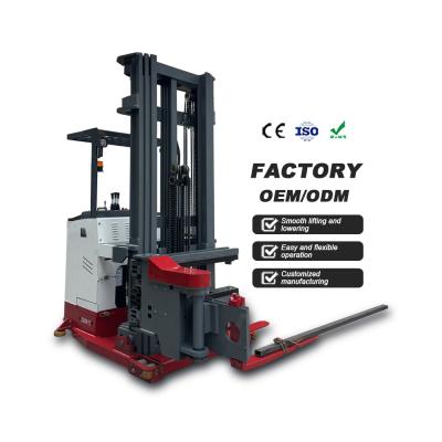 China Three Way Electric Forklift Stacker 1500kg 6m VNA Narrow Aisle Pallet Forklift Truck for sale