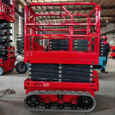 China Mini Track Crawler Scissor Lift 4m 6m Hydraulic Aerial Work Platform 240kg Capacity for sale