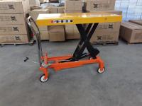 China Small Manual Hydraulic Scissor Lifting Tables 300kg 1.5M Hand Hydraulic Scissor Lift Platforms Capacity Lift Table Trolley for sale