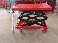China Small Manual Hydraulic Scissor Lifting Tables 300kg 1.5M Hand Hydraulic Scissor Lift Platforms Capacity Lift Table Trolley for sale