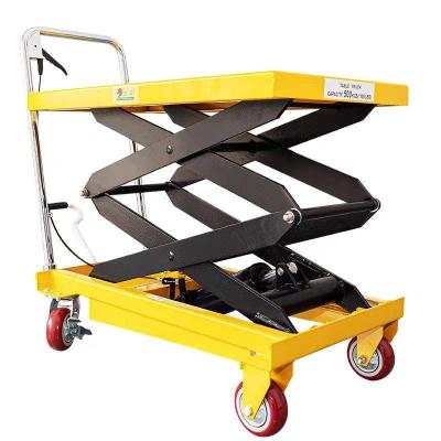China Warehouse Movable Hand Manual Scissor Lifting Platforms 500kg 800kg 1000kg 1500kg Hydraulic Hand Lift Tables Manual Lifting Tables for sale