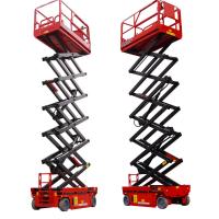 China 12 14 16 Meters 500Kg High Building Cleaning Scaffolding Hydraulic Self Propelled Electric Mobile Scissor Shear Fork Lift Aerial Work Platforms for sale