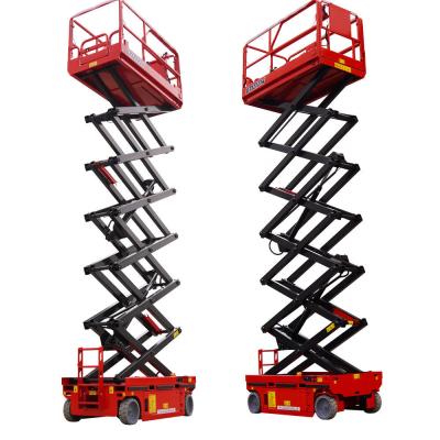 China 12 14 16 Meters 500Kg High Building Cleaning Scaffolding Hydraulic Self Propelled Electric Mobile Scissor Shear Fork Lift Aerial Work Platforms for sale