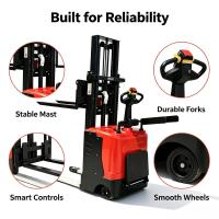 China 2T Double Pallet Lift Stand-on Electric Hydraulic Stacker 3m Lifting Full Electric Pallet Stacker For Factory Warehouse Cargo Handling for sale