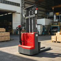 China Heavy Duty Hydraulic Pallet Stacker Electric Powered 1.5 Ton 3.5m Walking Type Full Electric Pallet Stacker Lift Forklifts for Logistics for sale