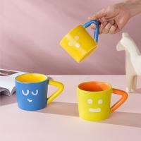 China Thanksgiving Color Blocking Ceramic Coffee Cup Large Capacity Creative Mug for Office for sale