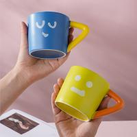 China Thanksgiving Color Blocking Ceramic Coffee Cup Large Capacity Creative Mug for Office for sale