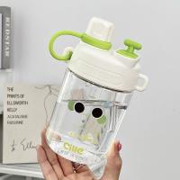 China Customer's Logo Water Bottle Cute Expression Juice Straw Cup with High Aesthetic Value for sale