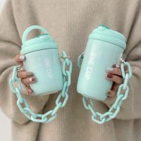 China Custom Logo Straw Cup Insulated Aesthetic Hand-Held Chain Water Cup for Employee Gifts for sale