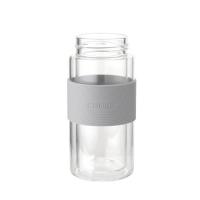 China Double Glass Tea Filter Cup Grey Professional Office Product with Silk Screen Printing for sale